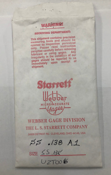 Starrett/Webber Square Steel .138" Gage Block, Grade A1 – Ideal ...