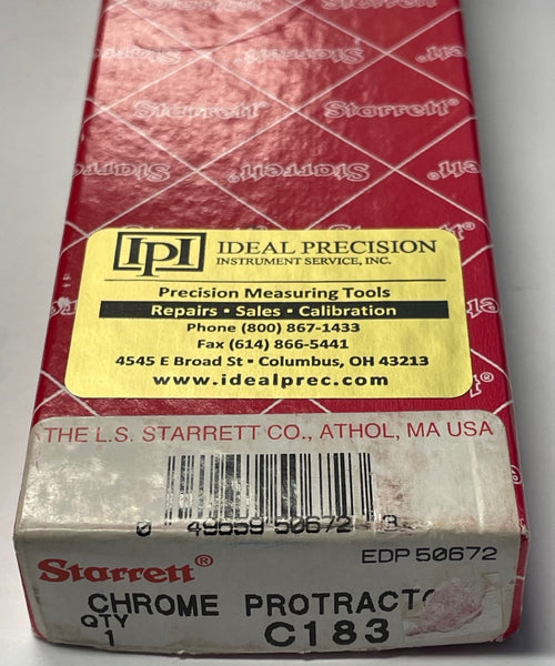 Starrett C183 Steel Protractor, 6"/150mm Blade Length 0-180° *DEMO ...