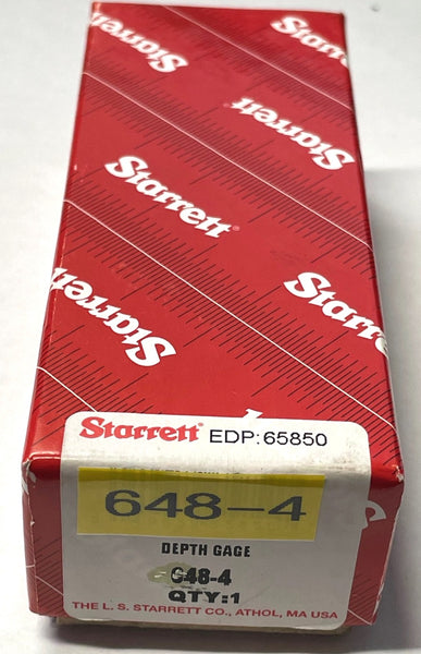 Starrett 648-4 Depth Gage Base with Stem Collet, 4" Length *NEW - Open ...