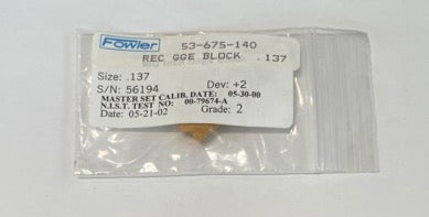 Fowler 53-675-140 Individual Rectangular Steel Gage Block, Size .137 ...