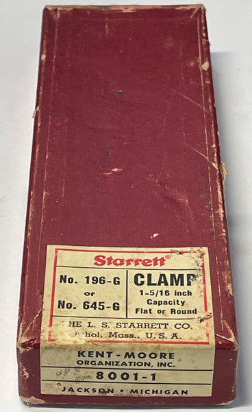 Starrett 196-G 645-G Dial Indicator Clamp for Series 196, 650, 651 *DE ...