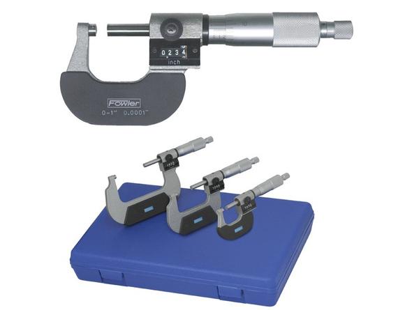 Fowler 52-224-103-0 Rolling Digital OD Micrometer Set, 0-3" Range, .00 ...
