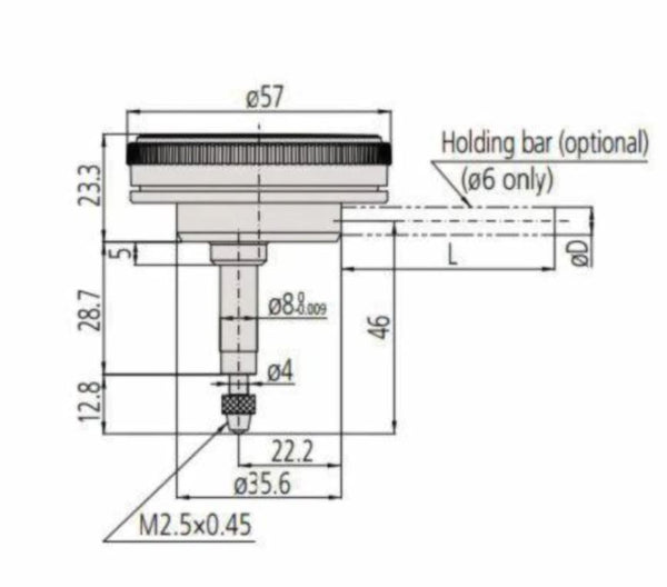 Mitutoyo 2960A Back Plunger Metric Dial Indicator, 0 -0.1mm Range, 0.0 ...