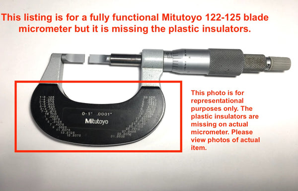 Mitutoyo 122-125 Blade Micrometer without Frame Insulators, 0-1" Range ...